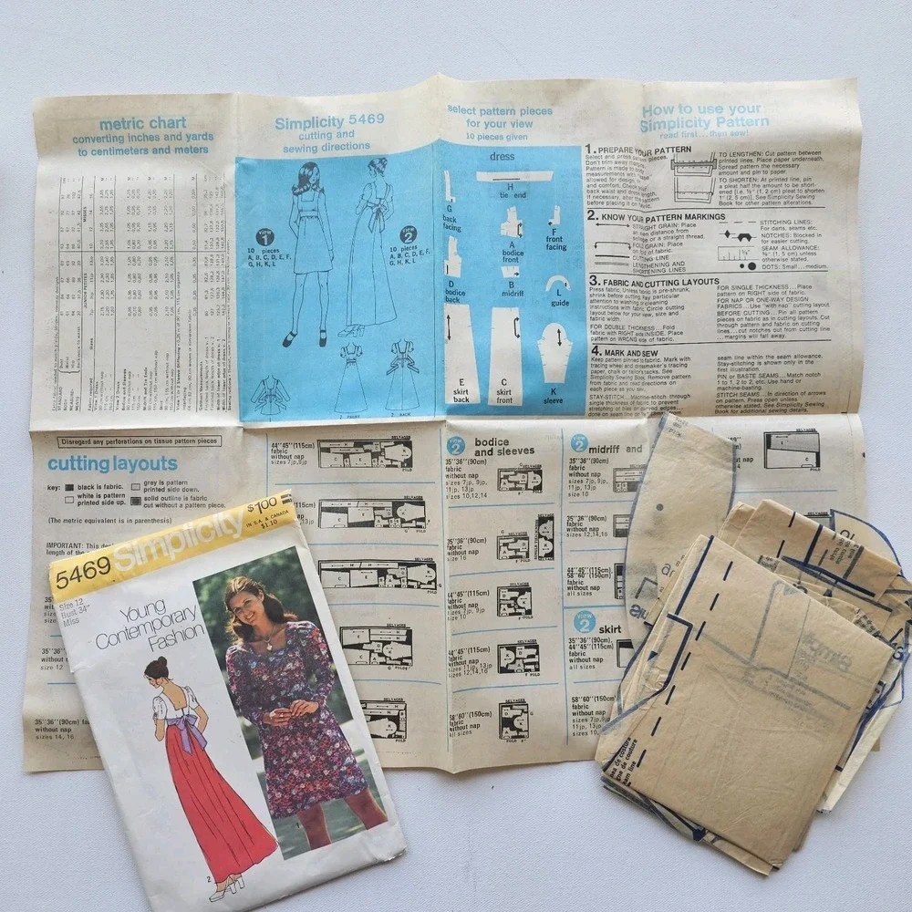 Simplicity | Dresses | 97s Vintage 34 Bust Simplicity 5469 Puff Sleeve ...